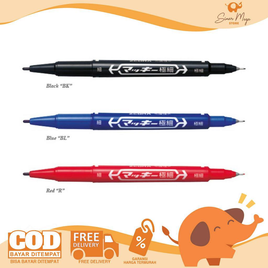 Jual Zebra Permanent Hi-McKie Twin Marker Twin Tip Extra Fine Black ...