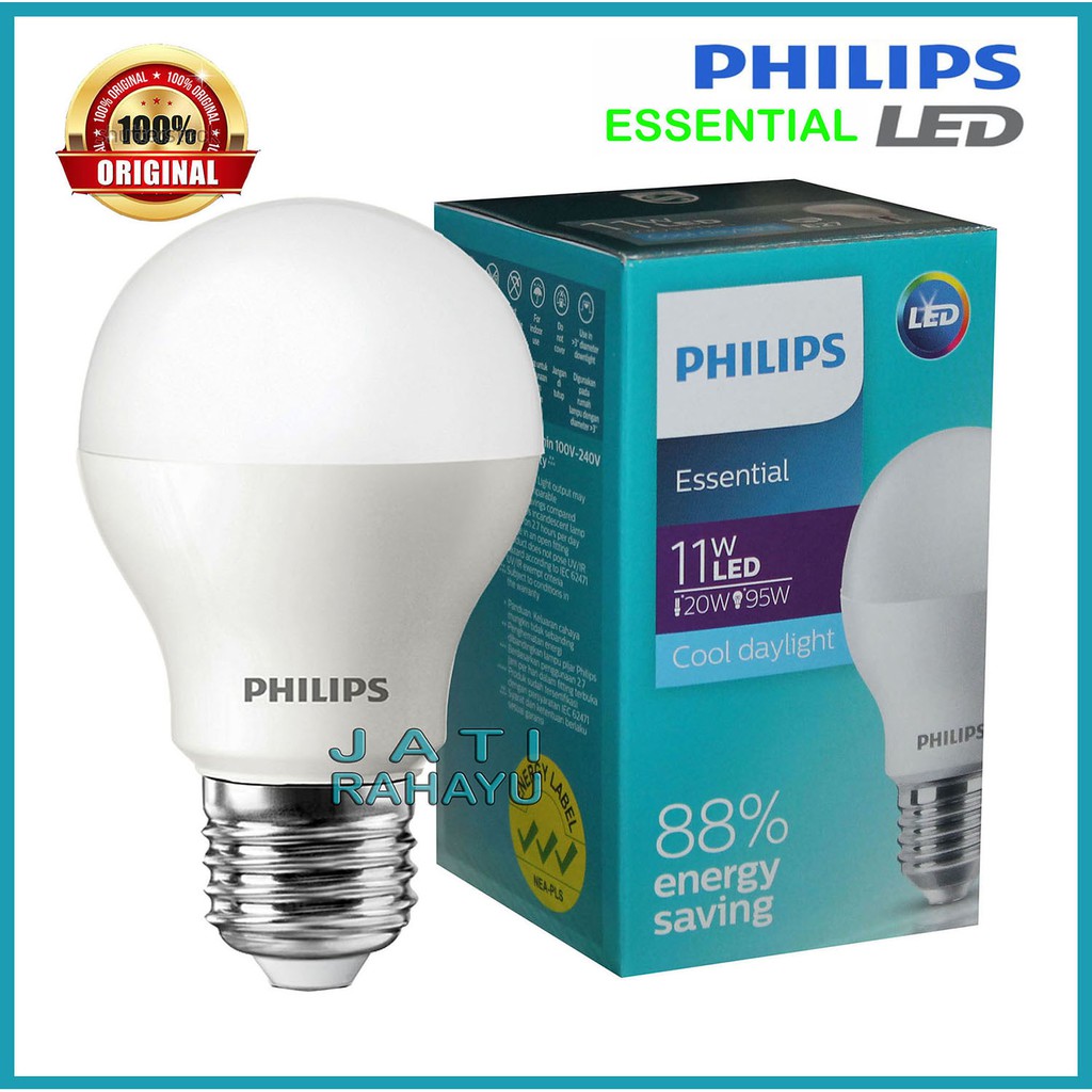 Jual PHILIPS LAMPU LED ESSENTIAL 11W 11 WATT PUTIH COOL DAYLIGHT ...