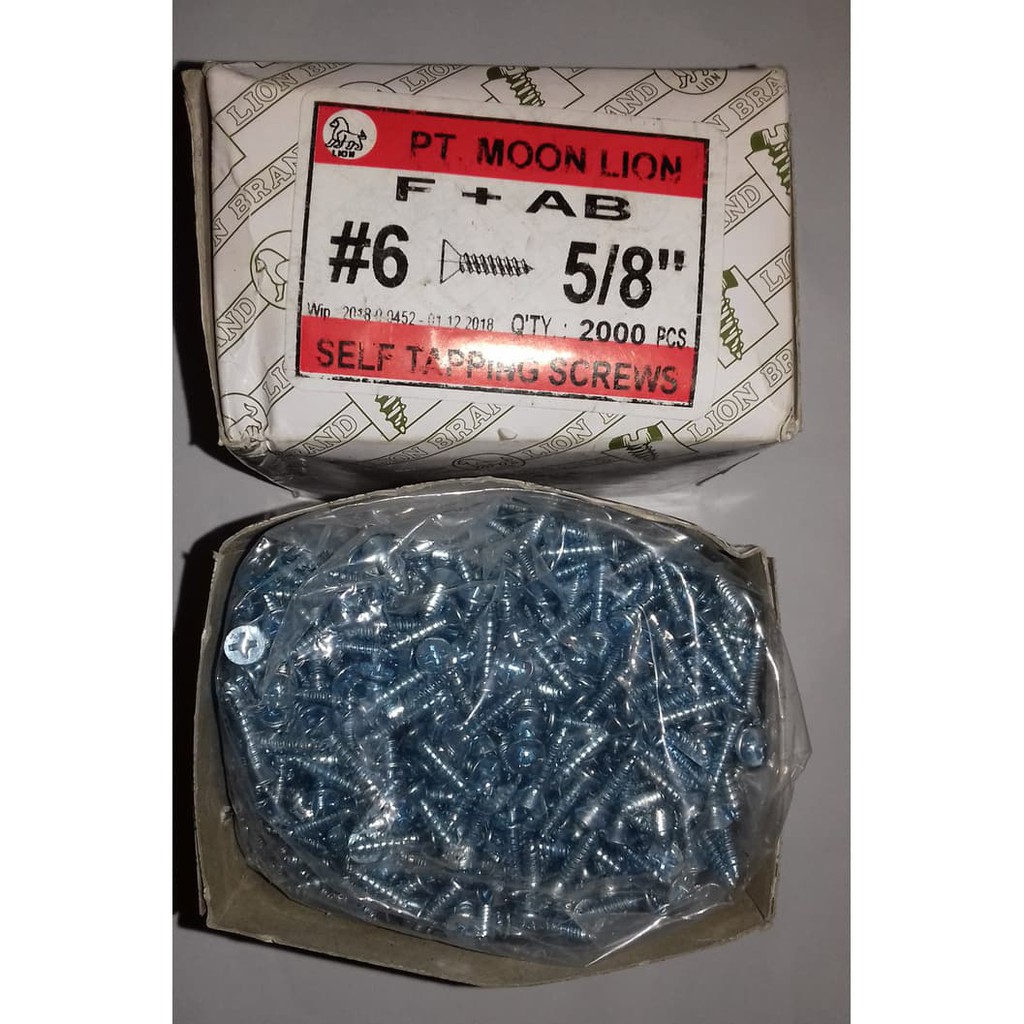 Jual Skrup Tapping Screw Kepala Rata FAB 6 x 5/8" Moon Lion Isi 2000 ...
