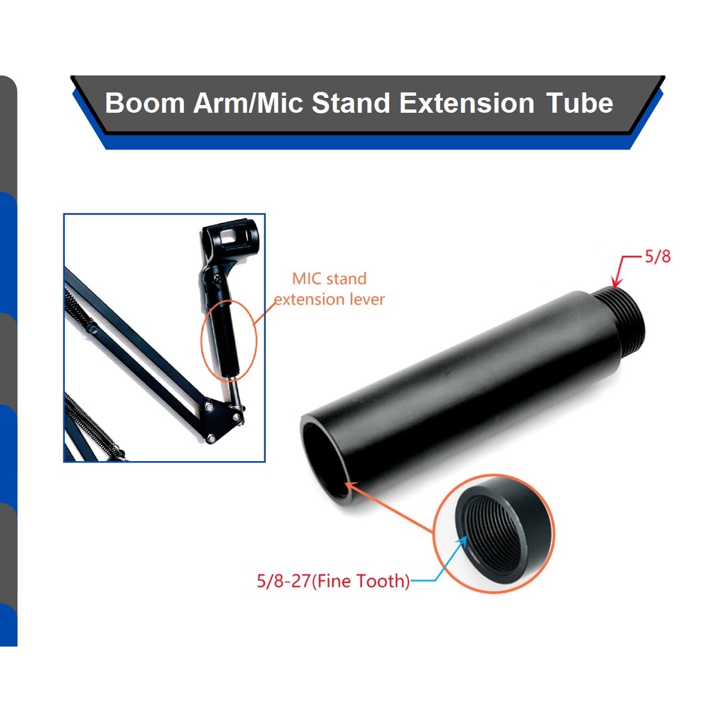 Jual Extender Boom Arm, Microphone Stand Extension Tube, 5/8 Female to ...