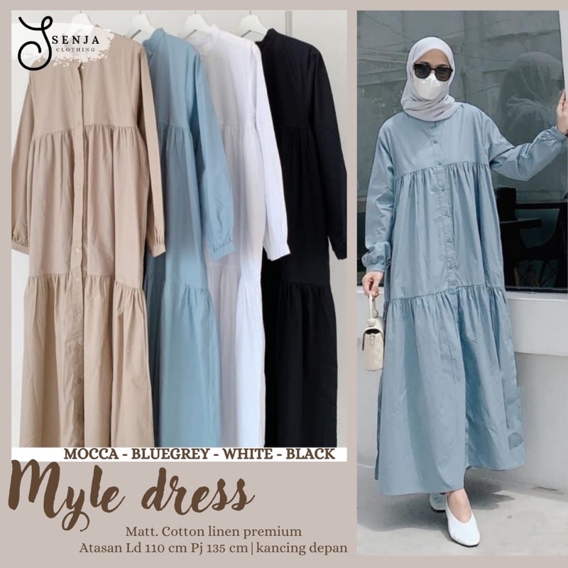 Jual MYLE DRESS Bahan Katun Linen Gamis Dress Wanita Kekinian by Senja ...