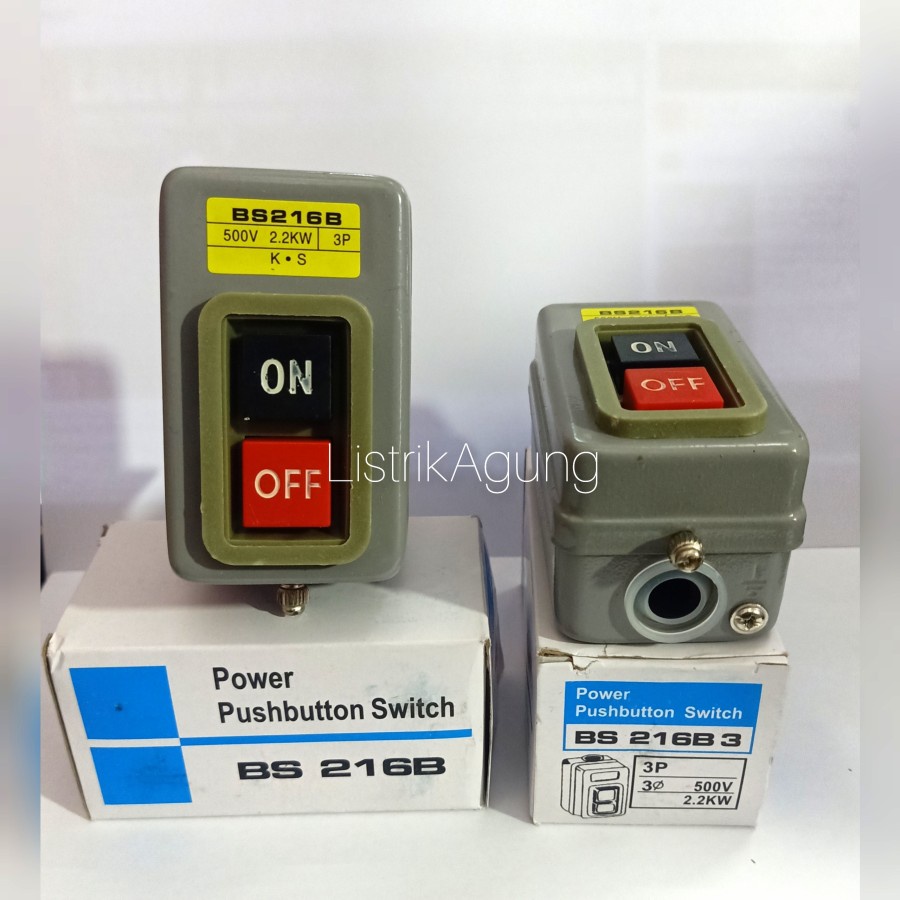Jual Power Push Button Switch ON OFF BS216B 3P 15A 2.2kW 500V BS-216B | Shopee Indonesia