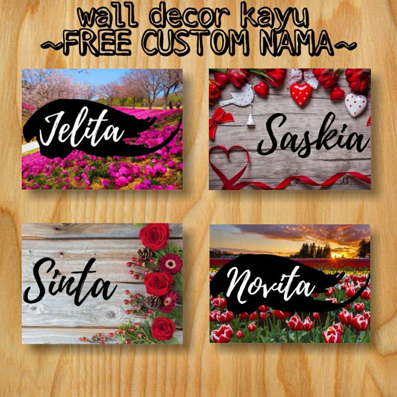 Jual Poster Kayu FREE CUSTOM NAMA + BACKGROUND | Ukuran 15 × 20 tebal ...