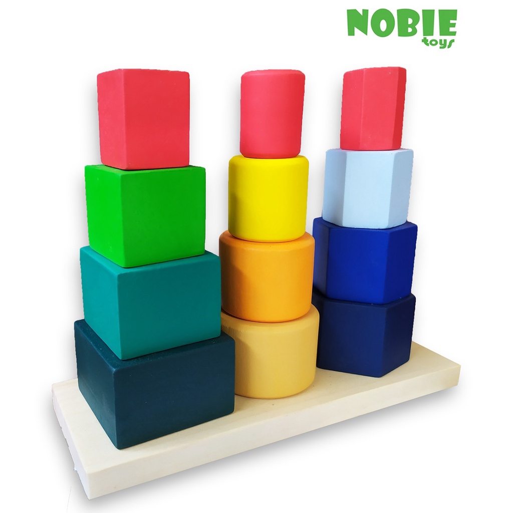 Jual Nobie Menara 3 Bentuk (mainan kayu edukasi) | Shopee Indonesia