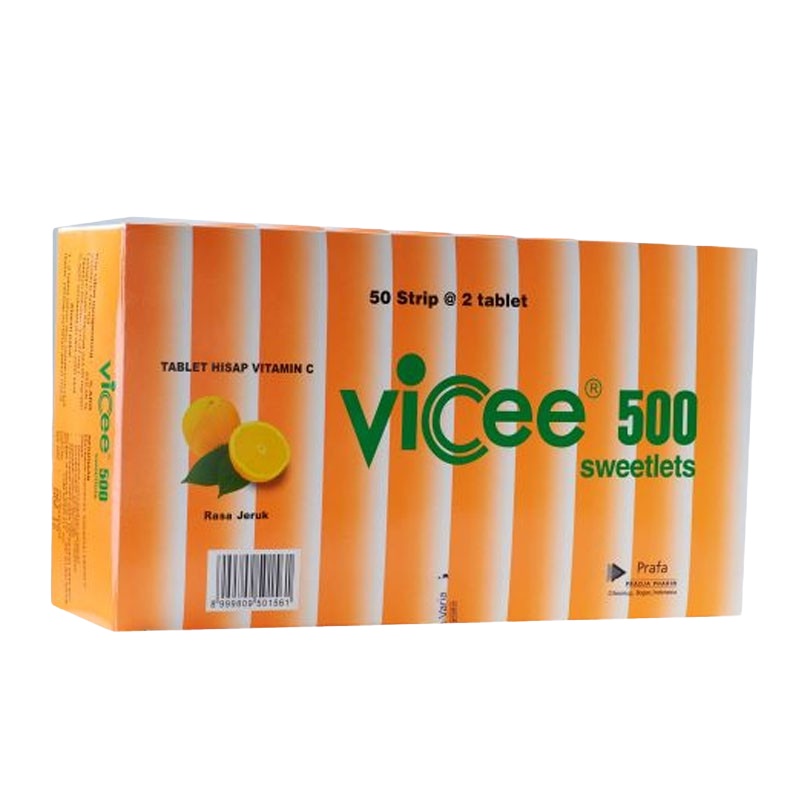 Jual VICEE VITAMIN C 500 TABLET HISAP RASA ORANGE, LEMON, STRAWBERRY ...