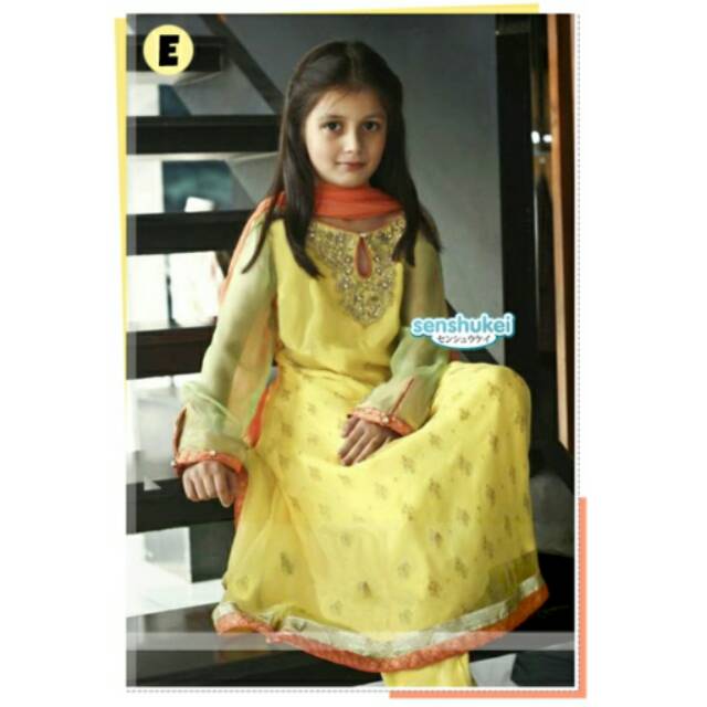 Jual Setelan Muslimah India Senshukei 17 E. Long Yellow Kids | Shopee ...