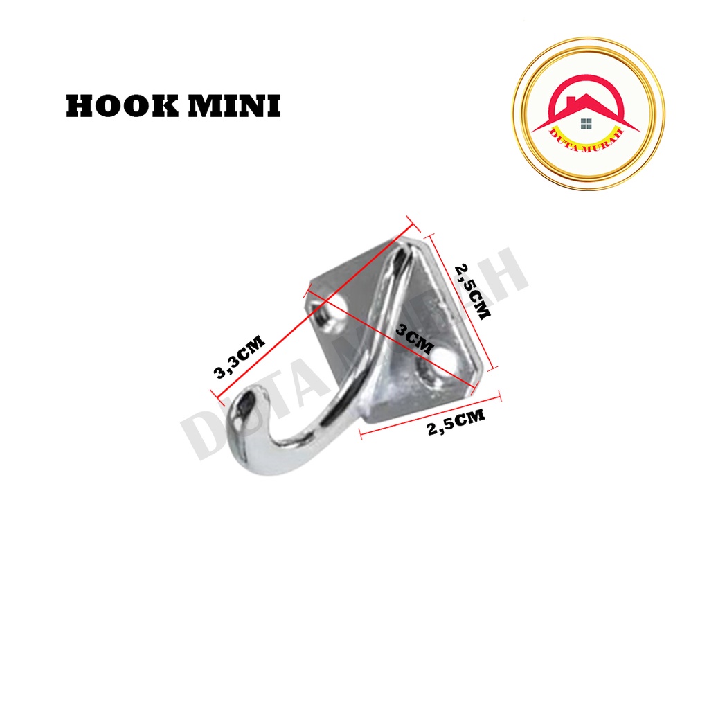 Jual Gantungan Tempel Hook Double Besi Hook Besar Hook Mini Chrome ...