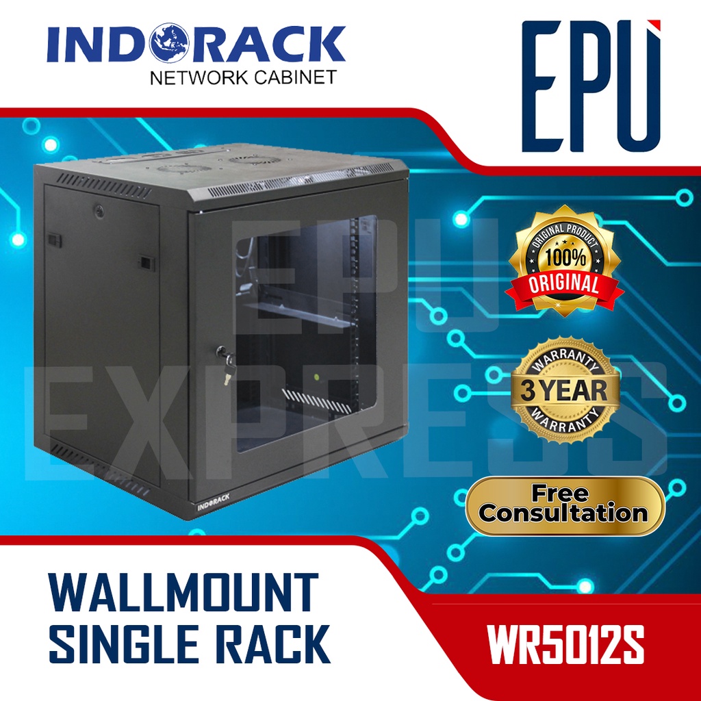 Jual WALLMOUNT INDORACK WR5012S 12U 500MM SINGLE DOOR RAK SERVER WALL MOUNT | Shopee Indonesia