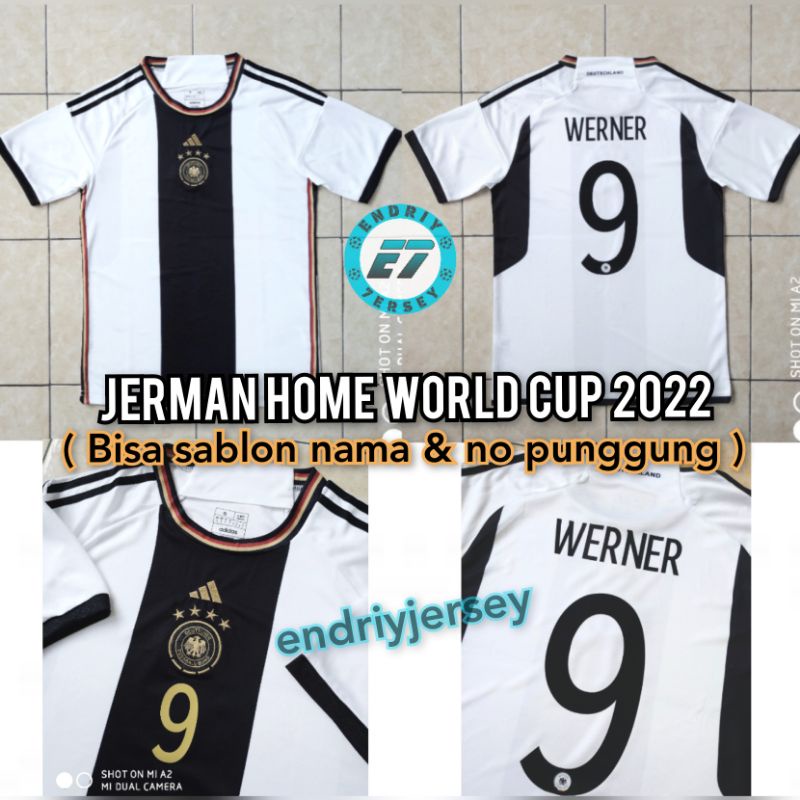 Jual JERSEY JERMAN HOME WORLD CUP 2022 (BISA TAMBAH SABLON NAMA NOMOR) | Shopee Indonesia