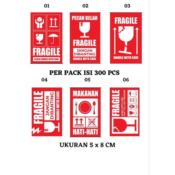 Jual STIKER FRAGILE PER PACK ISI 300 PCS | LABEL FRAGILE PECAH BELAH ...