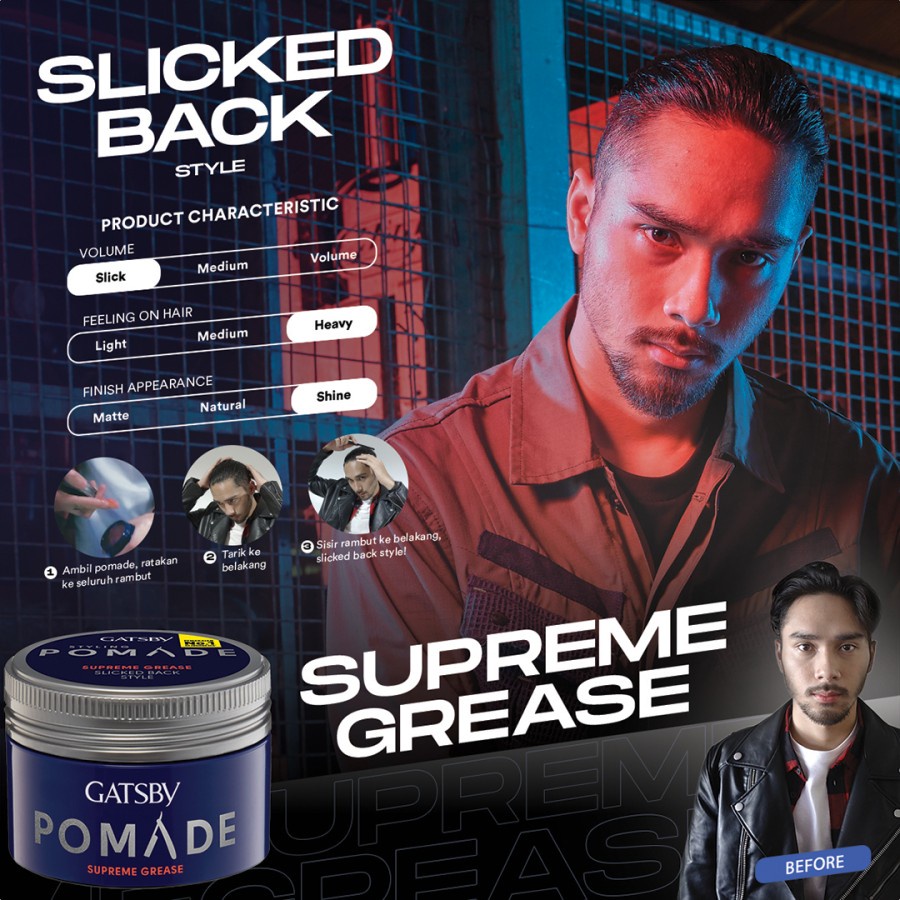 Jual GATSBY Styling Pomade (Supreme Grease, Supreme Hold, Matte Moulder ...