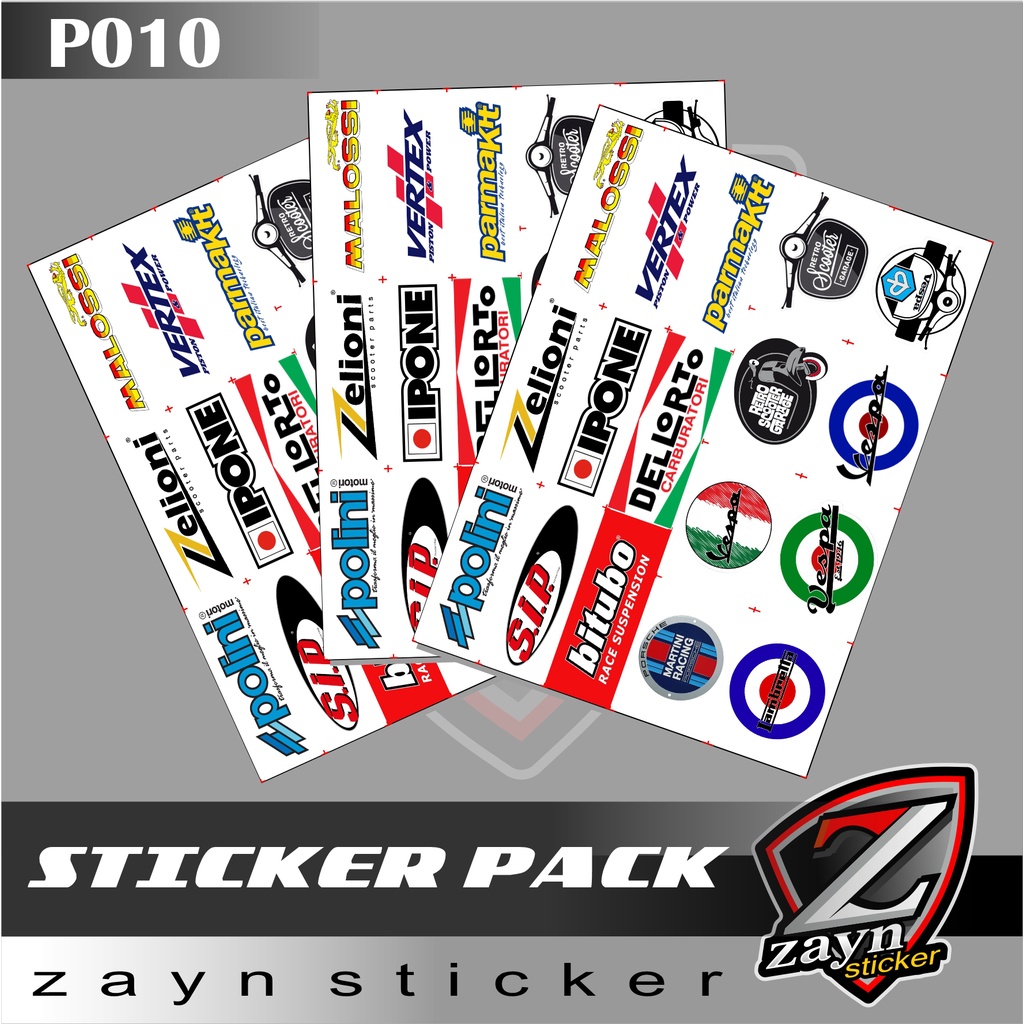 Jual STICKER PACK STIKER PAK VESPA SCOOTER POLINI, ZELIONI, MALOSSI ...