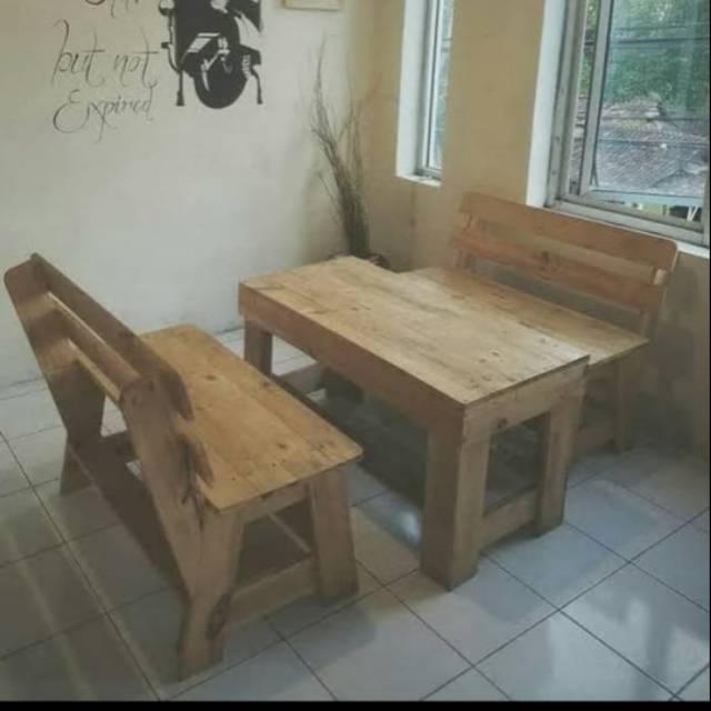 Jual Meja Kursi Kafe Resto Warkop Rustic Jati Belanda | Shopee Indonesia