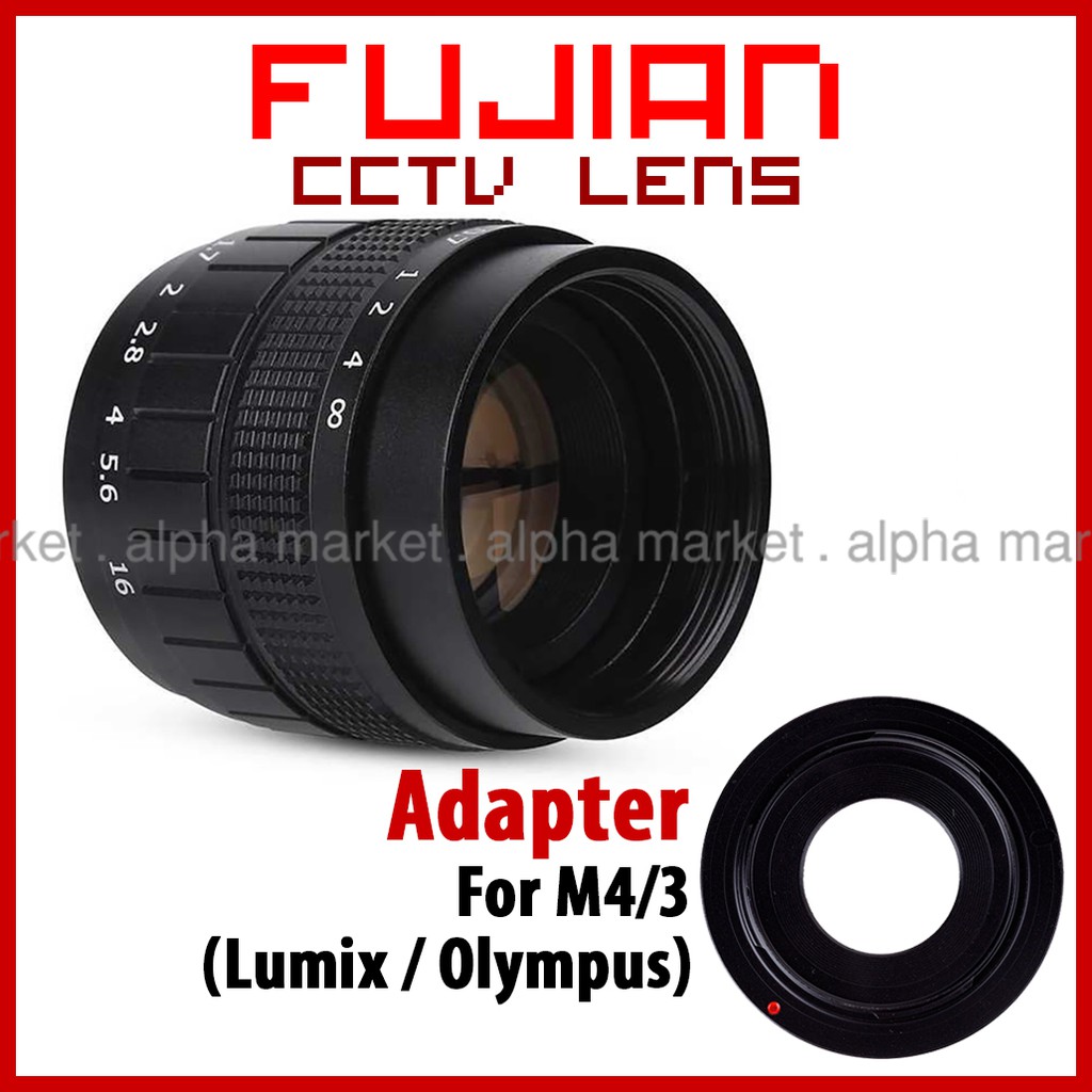 Jual NEW Lensa Fix Fujian CCTV Lens 35mm f1.7 Black Adapter Adaptor ...