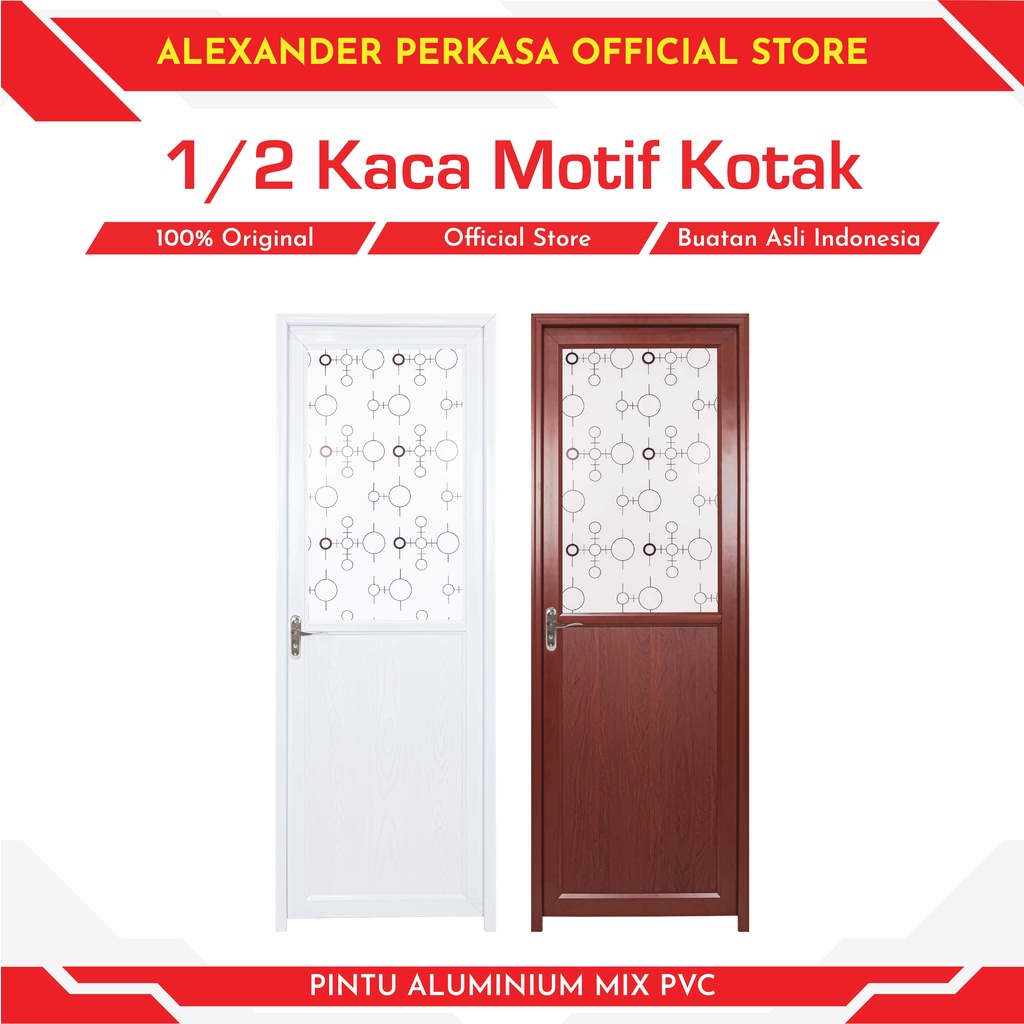 Jual PINTU KAMAR MANDI ALUMIX ALUMINIUM 1/2 KACA MOTIF KOTAK 70X200CM | Shopee Indonesia