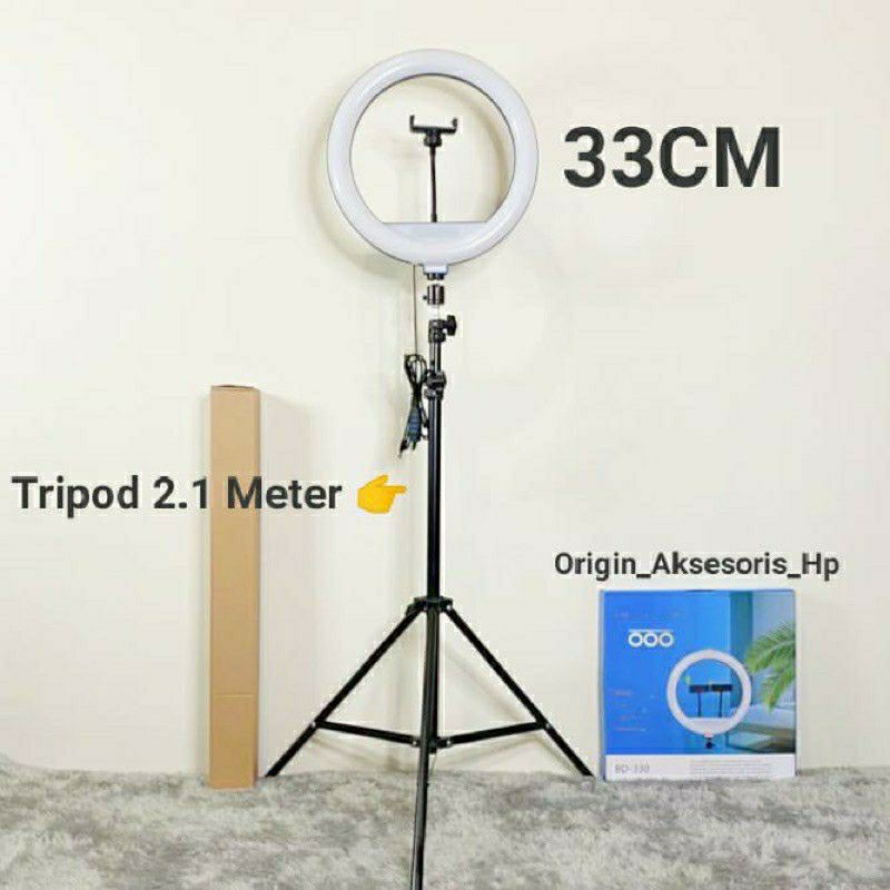 Jual ring light 33cm tripod 2.1 meter 3 warna lampu | Shopee Indonesia