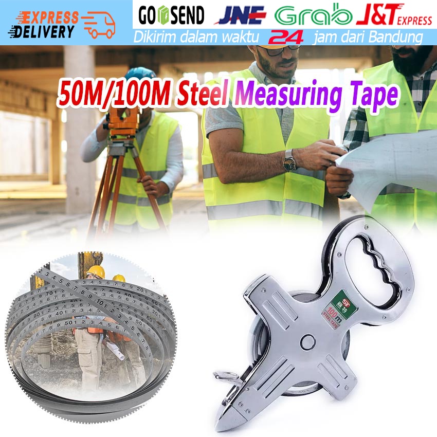 Jual Stainless Steel Meteran Tancap Tanah 100m / 50m Meteran Roll Plat ...
