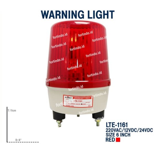 Jual Warning Light Rotary LTE-1161 6" 12 24 VDC-220 VAC Lampu Neon MERK FORT | Shopee Indonesia