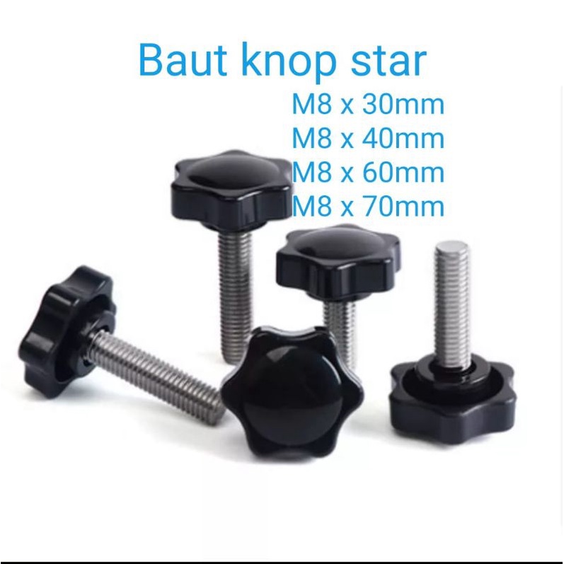 Jual Baut knop star M8 x 30mm baut kuping pegangan murah | Shopee Indonesia