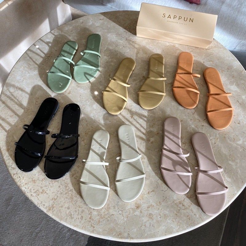 Jual sendal teplek wanita sappun kekinian (sappun flat sandals ...