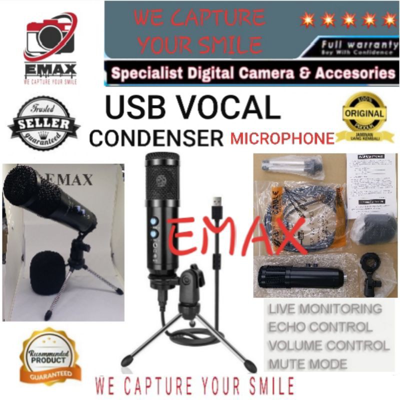 Jual Microphone Condenser USB Mic UD-900 FX bonus Stand PC Podcast UD ...