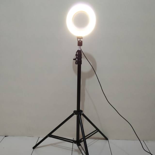 Jual Lampu Ring Light LED Kamera 8W 6 Inch+ light stand tripod 180cm ...