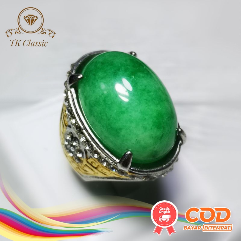 Jual NATURAL JADEITE JADE GIOK BURMA JUMBO - RING TITANIUM GARANSI ASLI ...