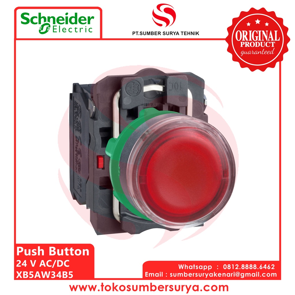 Jual Push Button Warna Merah Saklar Listrik ON OFF SNI XB5AW34B5 Asli ...