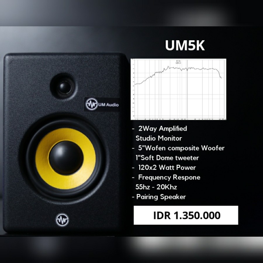 Jual Speaker Monitor Recording Flat UM Audio - UM5K | Shopee Indonesia