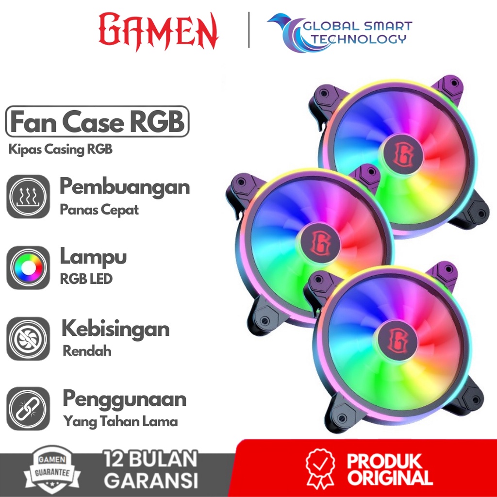 Jual GAMEN GCF300C Gaming Fan Case RGB Fan Casing PC Noise Reduction / Kebisingan Rendah ...