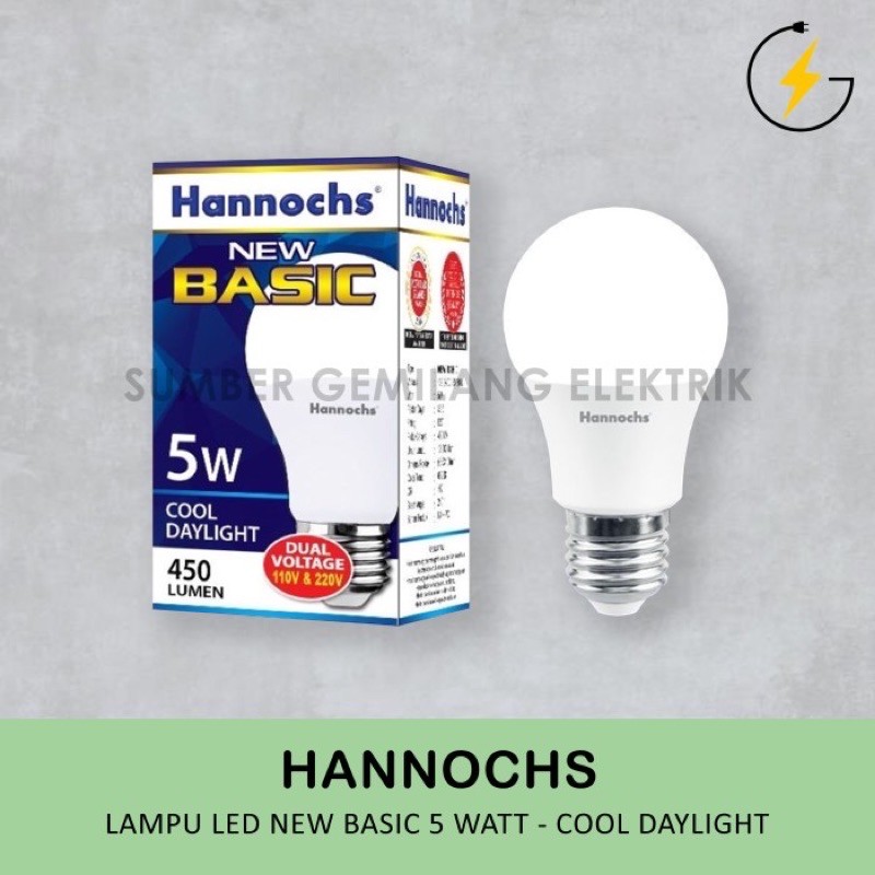 Jual Lampu Bohlam LED Hannochs New Basic 5W 5Watt 5 Watt Putih | Shopee ...