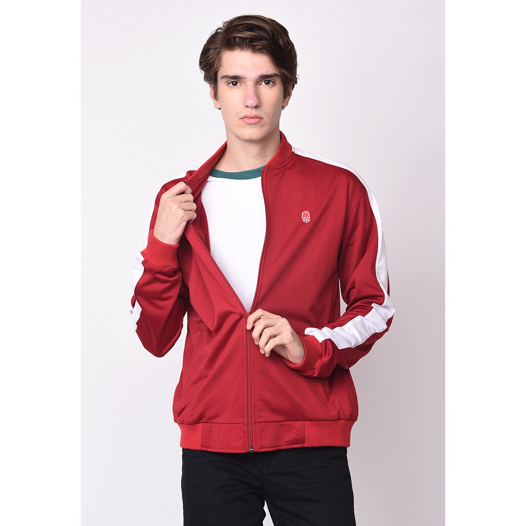 Jual SKELLY Jaket Baseball Keren Pria Wanita Retro Jacket Merah ...