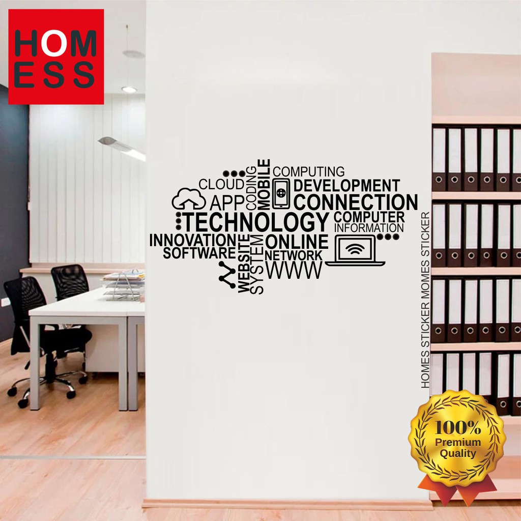 Jual Wall Sticker Stiker Dinding Computer Internet IOT APP Cloud Quote ...