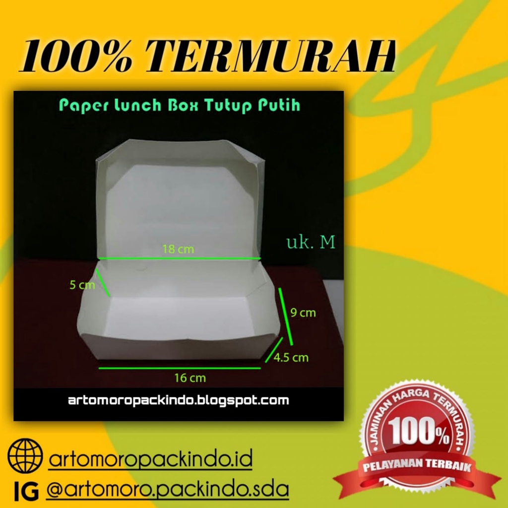 Jual Paper Lunch Uk M ( 1 slop isi 50 pcs ) / Lunch BOX M / Paper Lunch ...