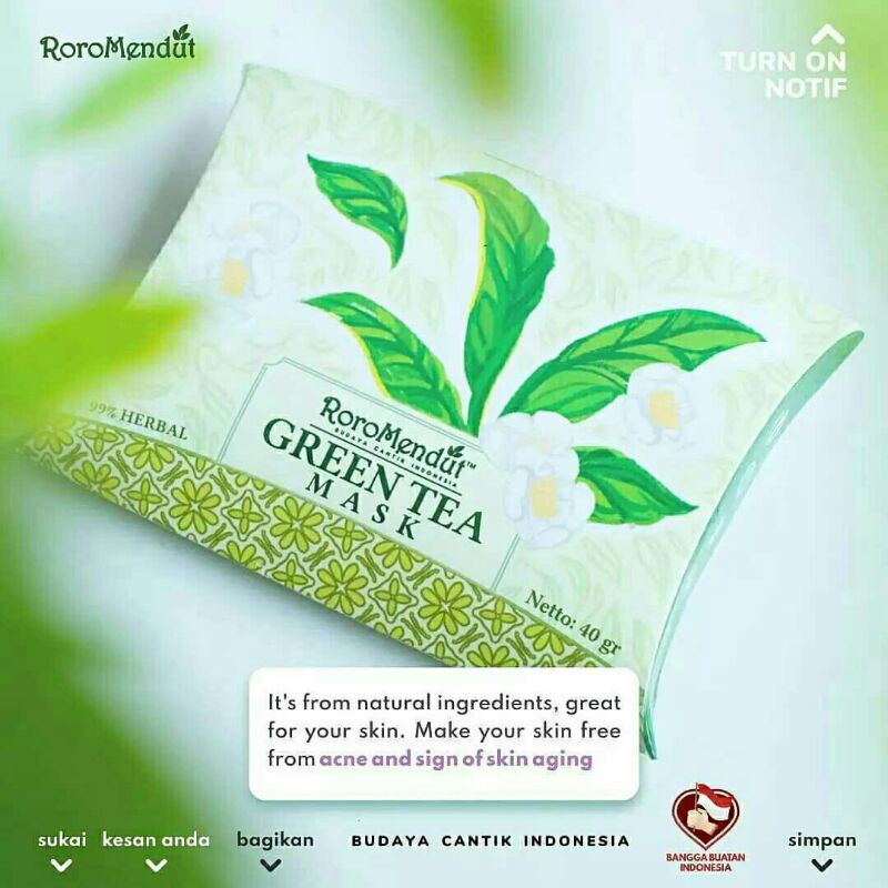 Jual Masker Roro Mendut [Green Tea Mask] 40gr | Shopee Indonesia