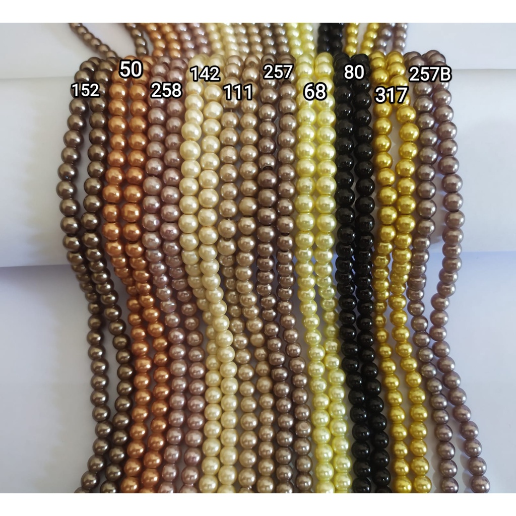 Jual Mutiara sintetis / Mutsin 4mm, per 20 strings [Grosir] Warna [1/2 ...