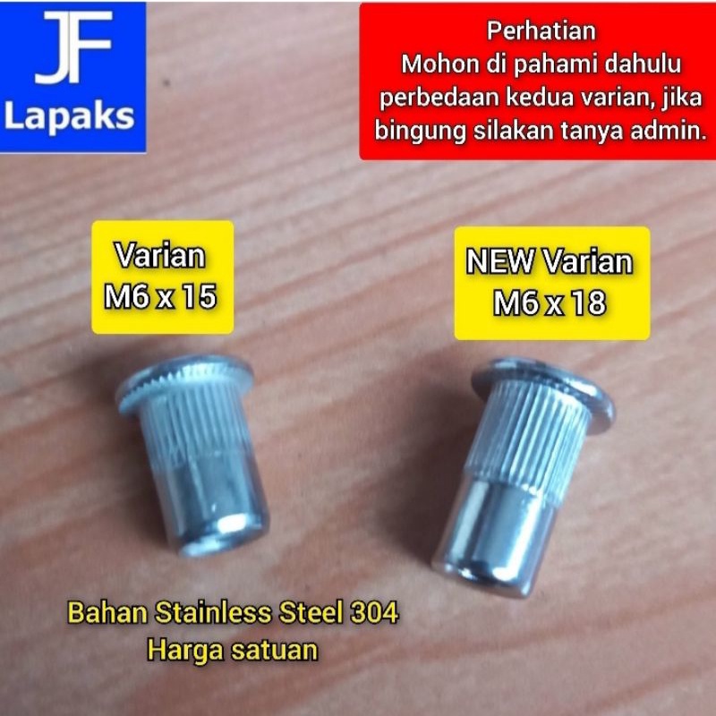 Jual 40pcs M6 Stainless Steel 304 Rivet Nut/Threaded Insert-Mur Rivet/Mur Keling/Mur Tarik M6 ...