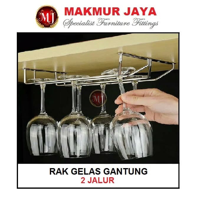Jual Rak Gelas Wine Gantung / Wine Glass Holder Stainless 2 Jalur | Shopee Indonesia