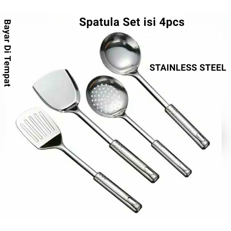 Jual [4 PCS SPATULA STAINLESS] sutil stenless serok wajan SPATULA SUTIL ...
