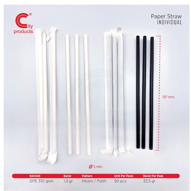 Jual Paper Straw Individual Pack "putih" (100pcs) | Shopee Indonesia