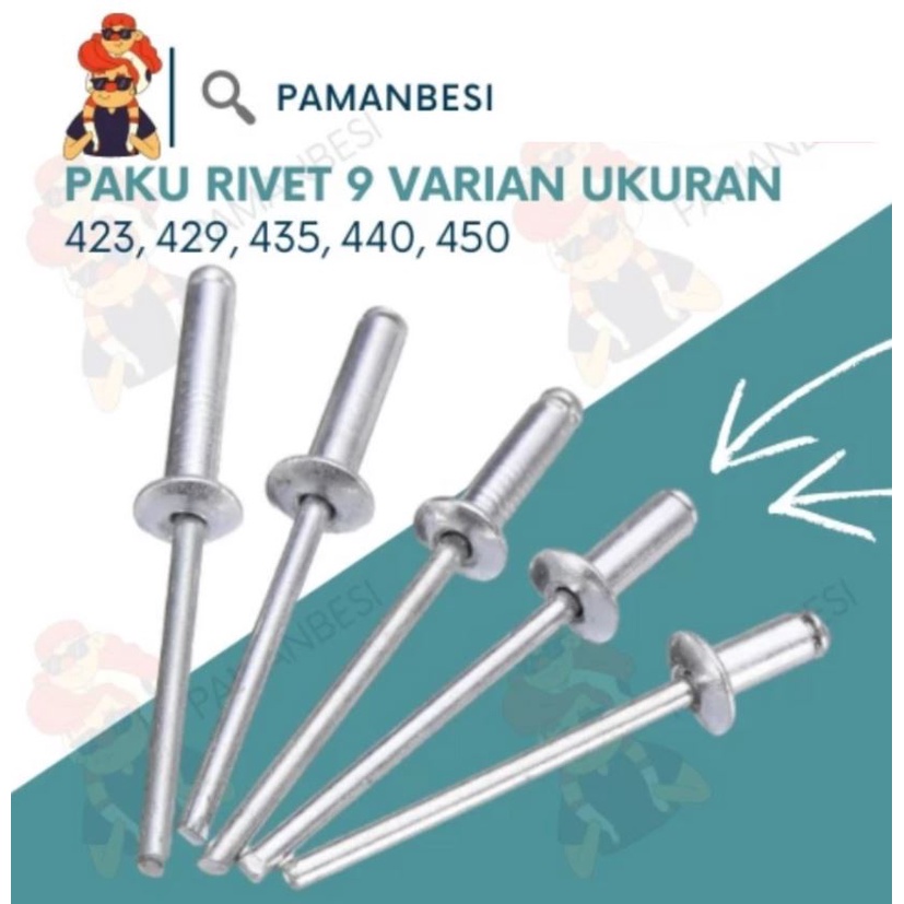 Jual Paku Rivet 423, 429, 435, 440, 450 Blind Rivet Paku Tembak sip ...