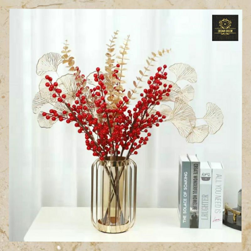 Jual Vas Bunga Aesthetic Gold Kaca Mewah Minimalis | Shopee Indonesia
