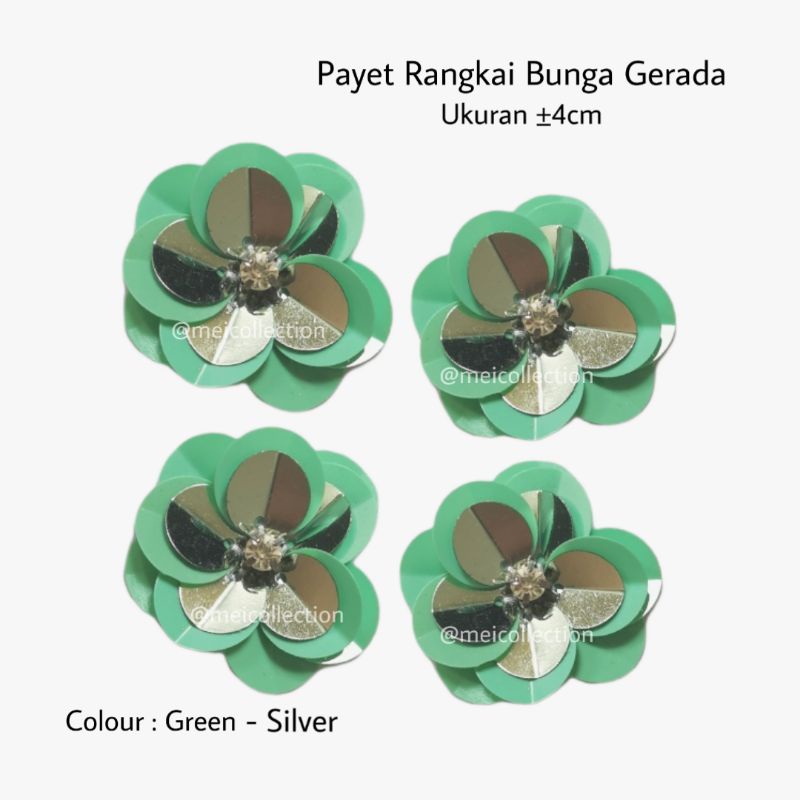 Jual payet bunga rangkai kelopak manik motenAPB Gerada 4cm green ...