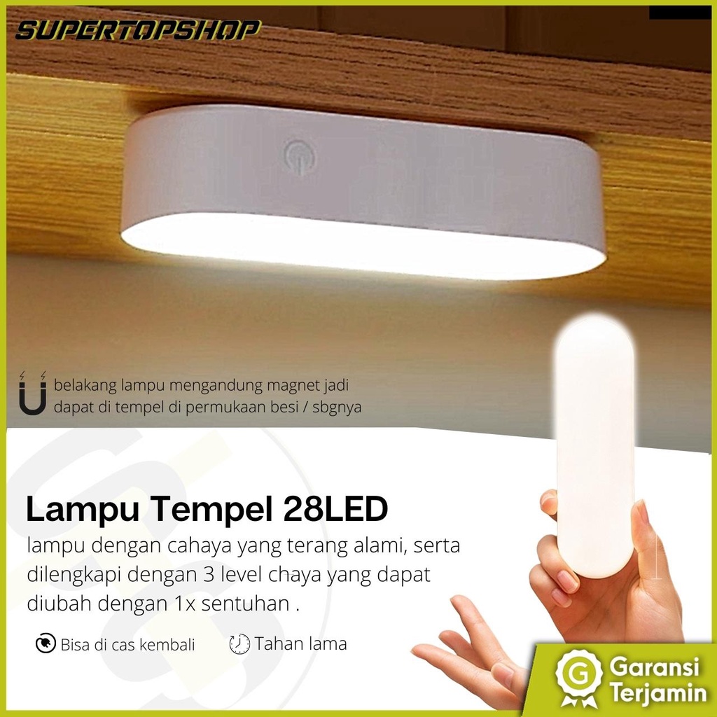 Jual Lampu tempel magnet 28LED 3Watt super terang 3 level brightness ...