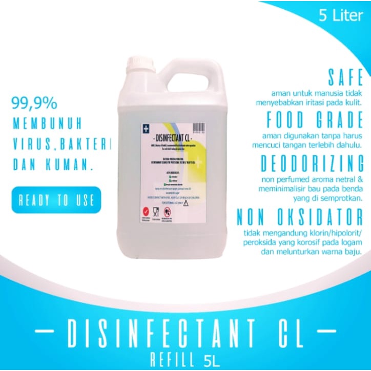 Jual CAIRAN DISINFEKTAN CL 5 LITER SIAP PAKAI - DISINFECTANT ANTI VIRUS ...