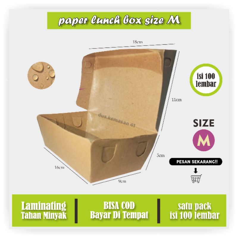 Jual Paper Lunch Box Kraft Coklat Laminasi Ukuran M 100pcs | Shopee Indonesia
