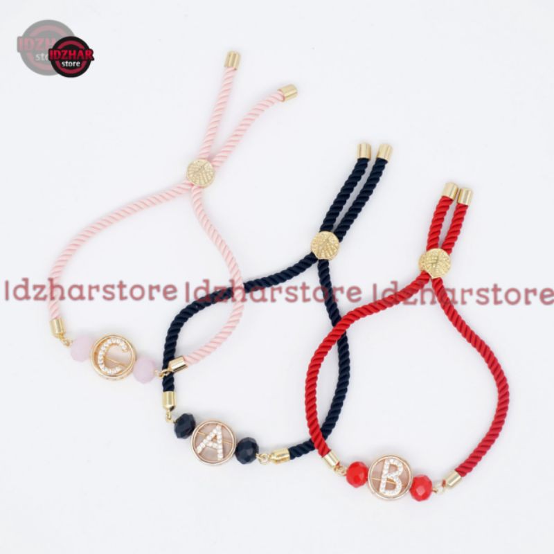 Jual Gelang Tali Serut model Adjustable+Liontin Inisial nama | Shopee ...