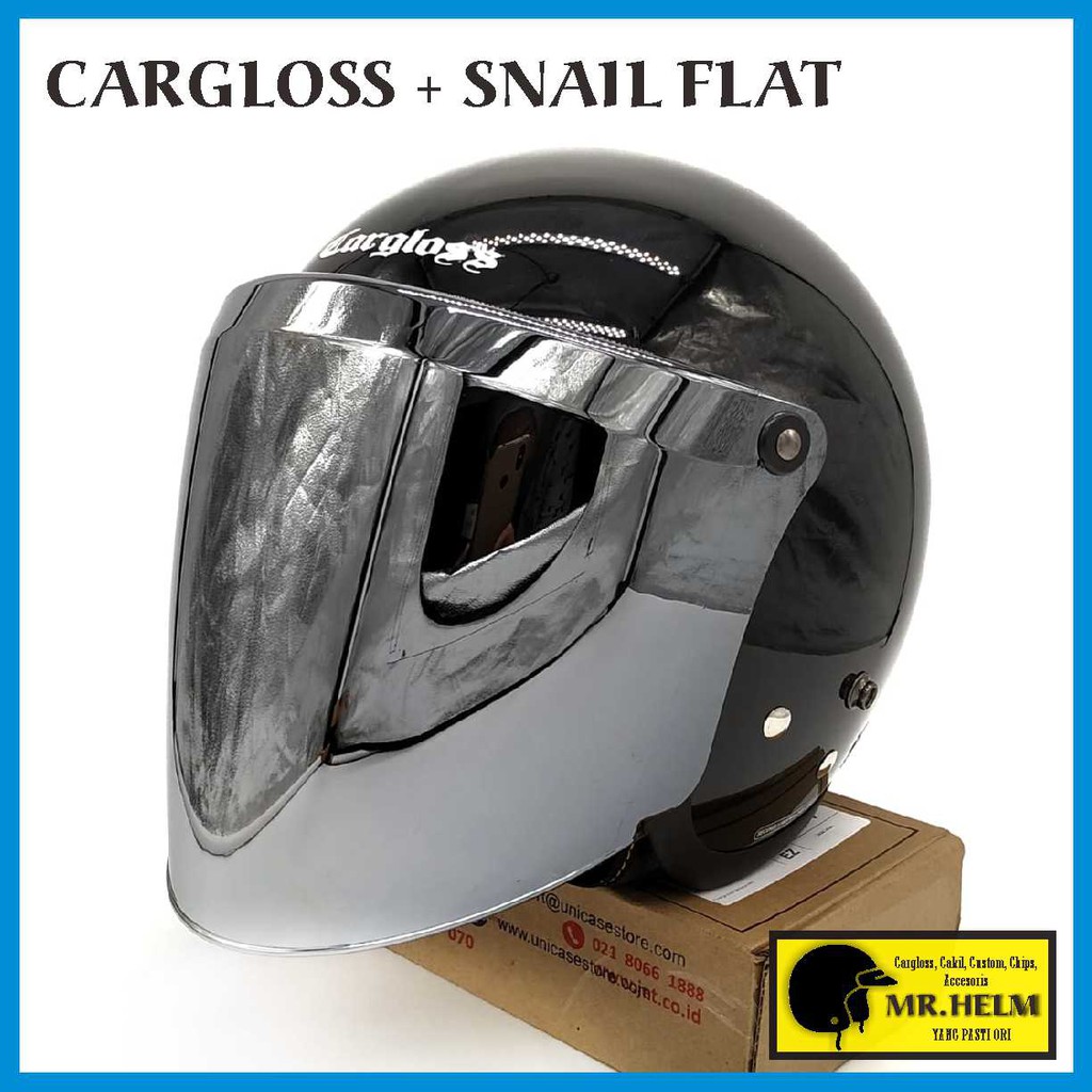 Jual HELM CARGLOSS RETRO ORIGINAL DEEP BLACK + VISOR SNAIL CHROME ...