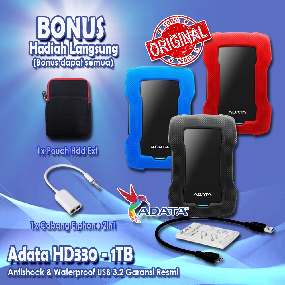 Jual Hardisk Eksternal 1tb Adata HD330 1TB antishock USB 3.2 / Hdd External | Shopee Indonesia