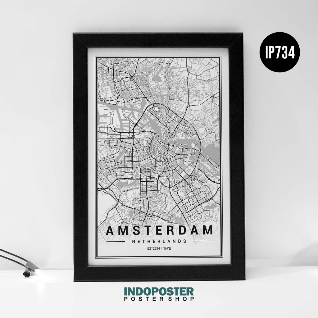 Jual Poster Peta Amsterdam Belanda Netherlands A3 45x30cm | Shopee ...